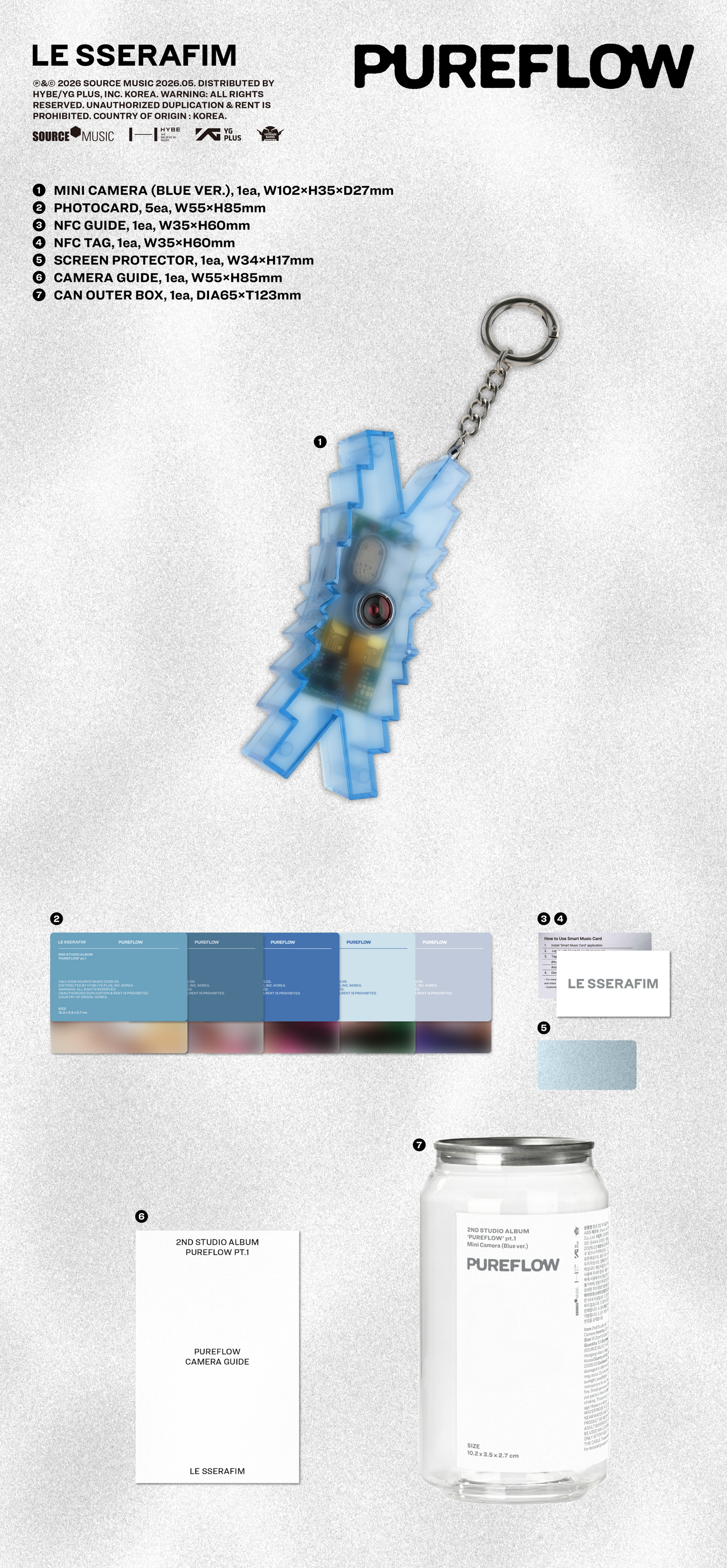 LE SSERAFIM - 2nd Studio Album ‘PUREFLOW’ pt.1 Mini Camera (Blue ver ...